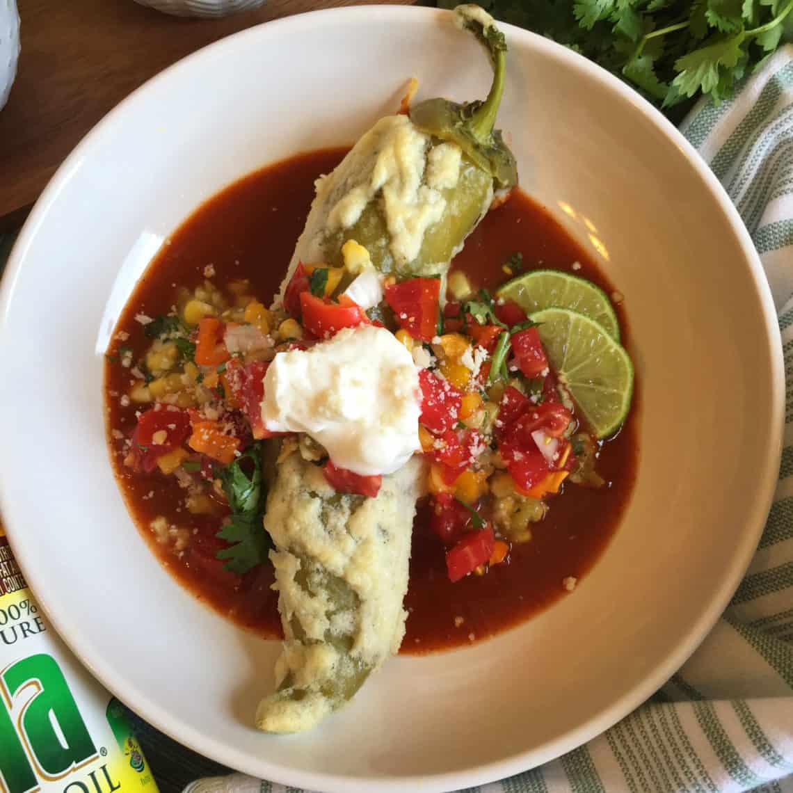 Healthy Baked Chicken Stuffed Chili Rellenos - FlyPeachPie