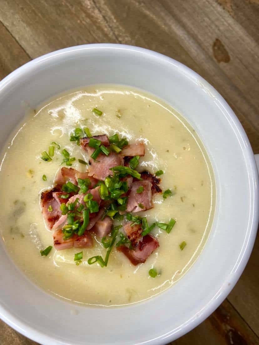 Ham, Potato and Chive Soup - FlyPeachPie