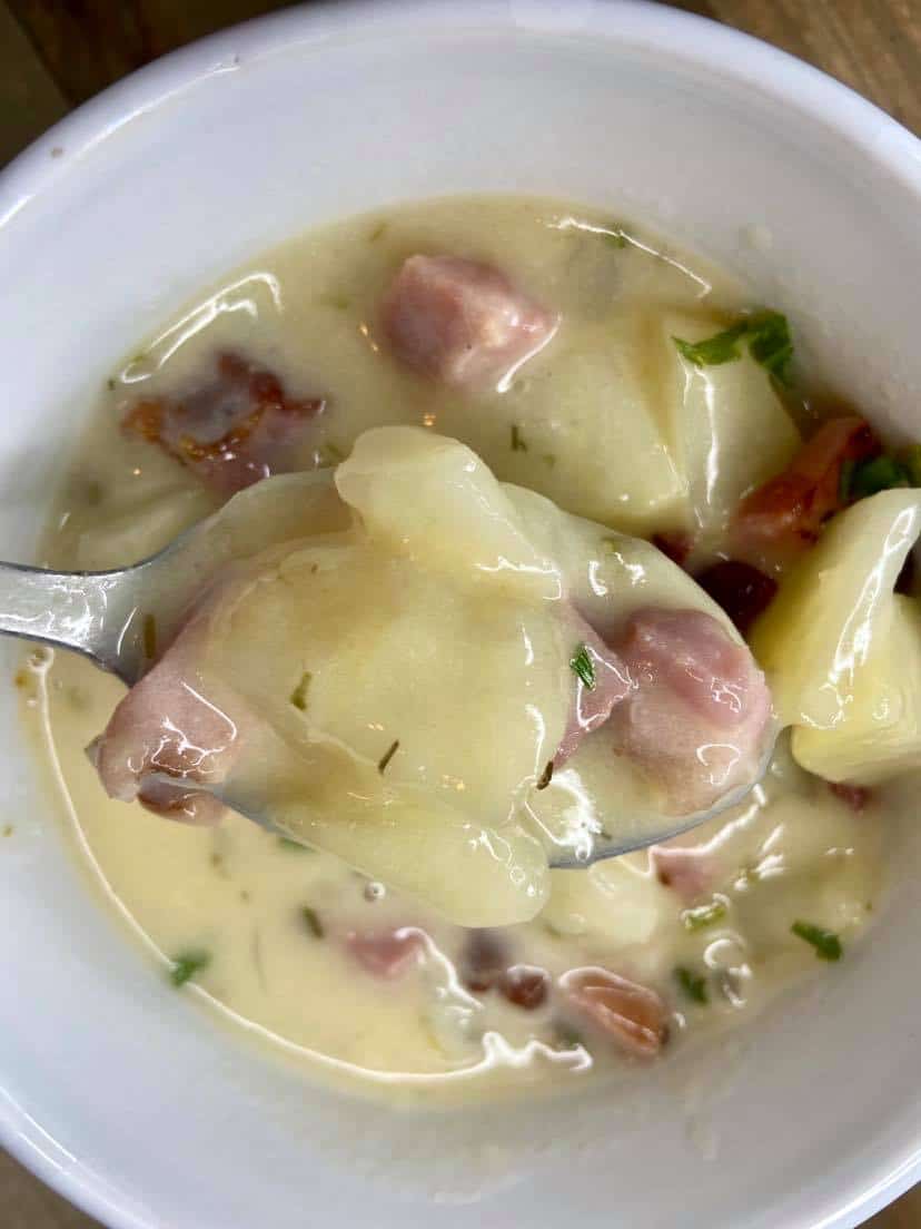 Ham, Potato and Chive Soup - FlyPeachPie