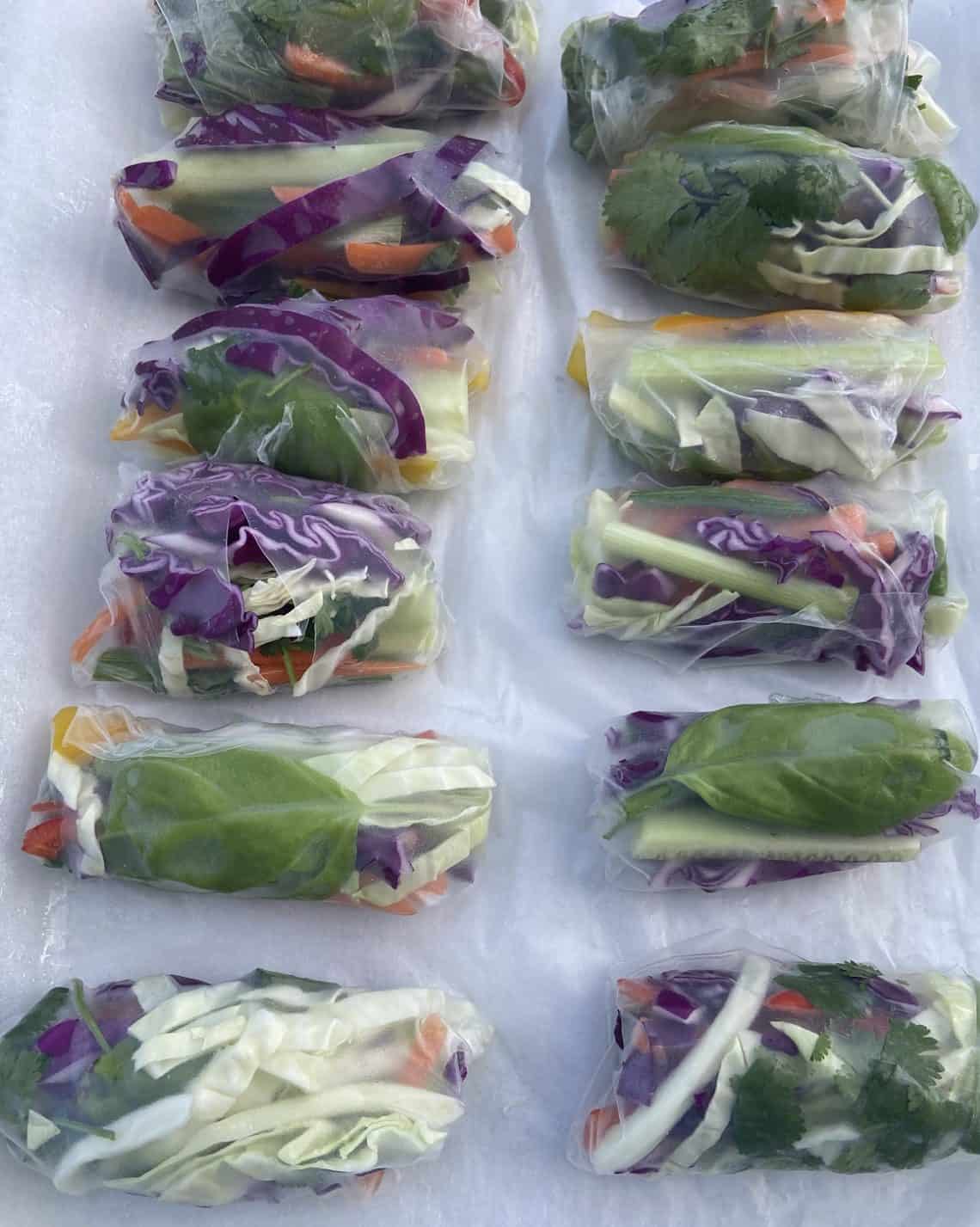 Rainbow Vegetable Spring Rolls - FlyPeachPie