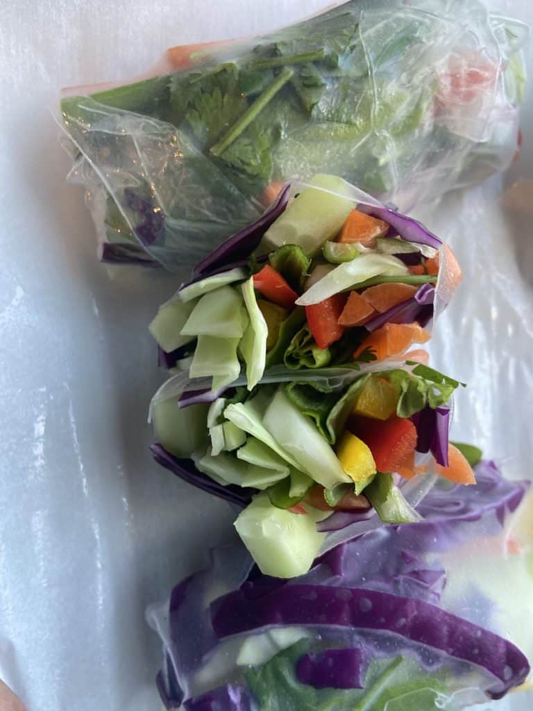 Rainbow Vegetable Spring Rolls - FlyPeachPie