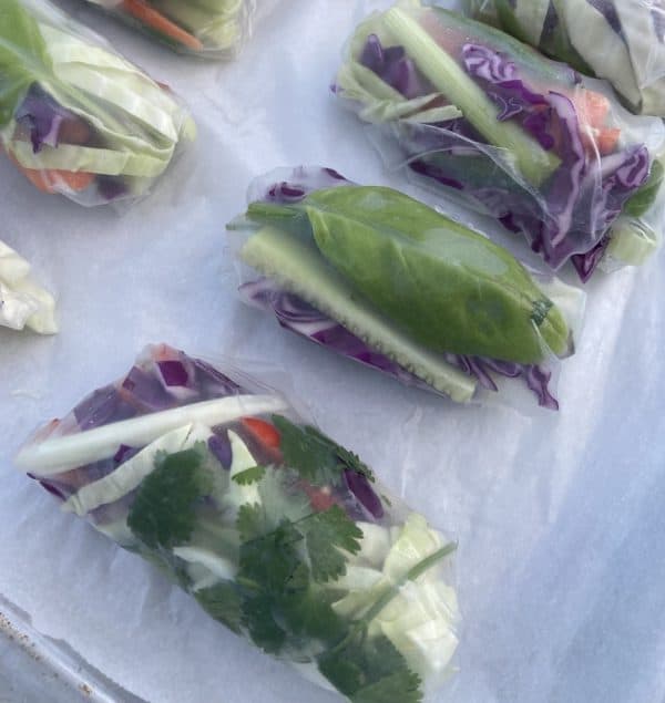 Rainbow Vegetable Spring Rolls - FlyPeachPie