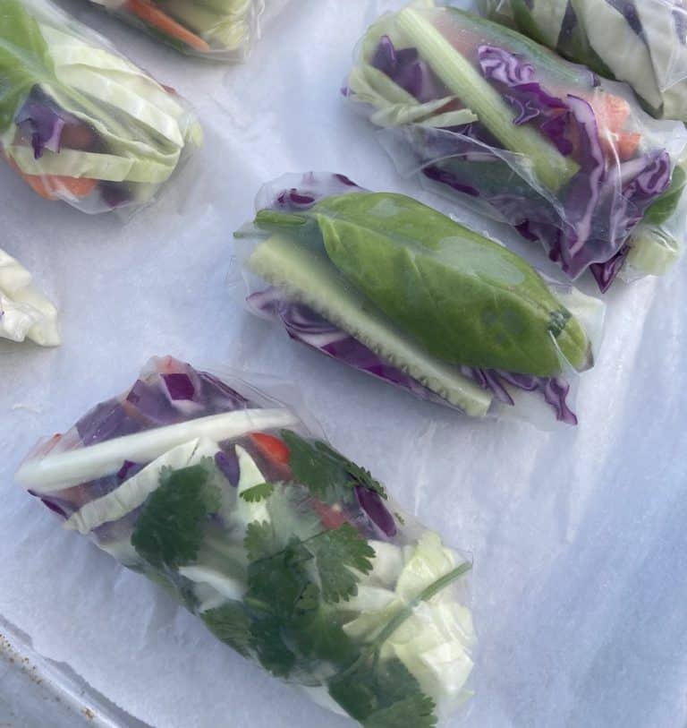 Rainbow Vegetable Spring Rolls - FlyPeachPie