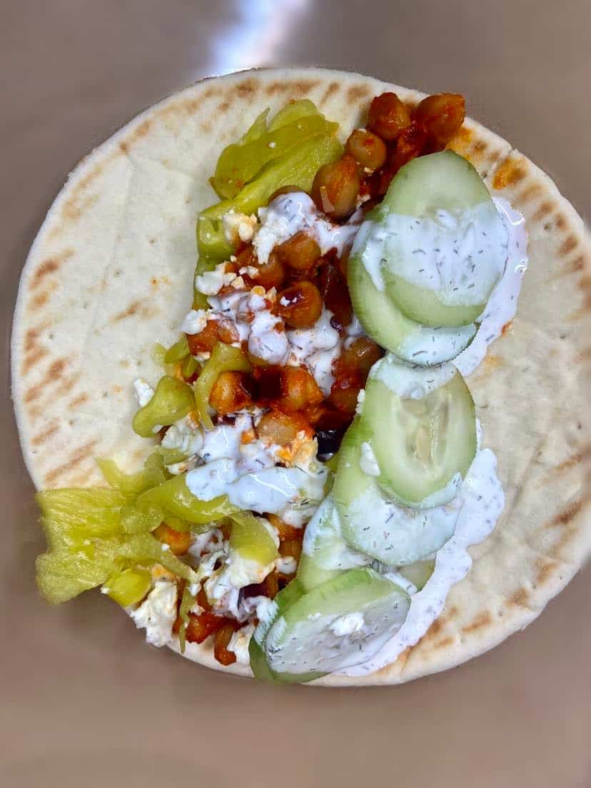 Red Pepper Chickpea Pita Wrap - FlyPeachPie