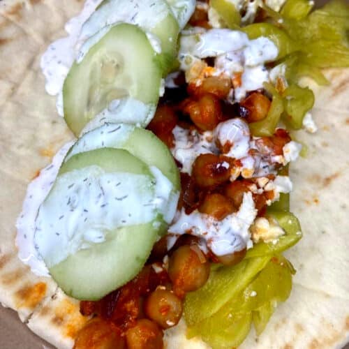 Red Pepper Chickpea Pita Wrap - FlyPeachPie