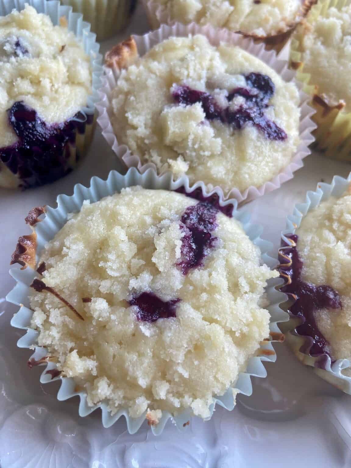 Blueberry Lemon Sour Cream Muffins - FlyPeachPie